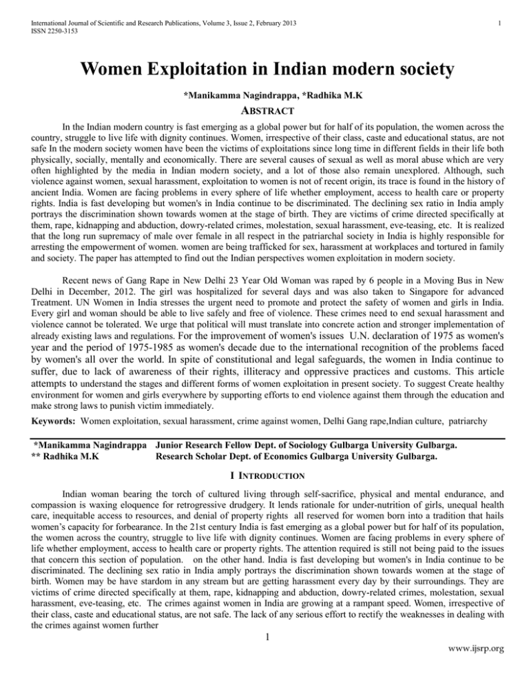 Women Exploitation in Indian modern society