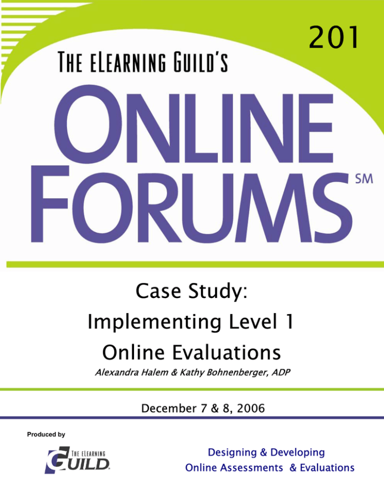 Case Study: Implementing Level 1 Online Evaluations