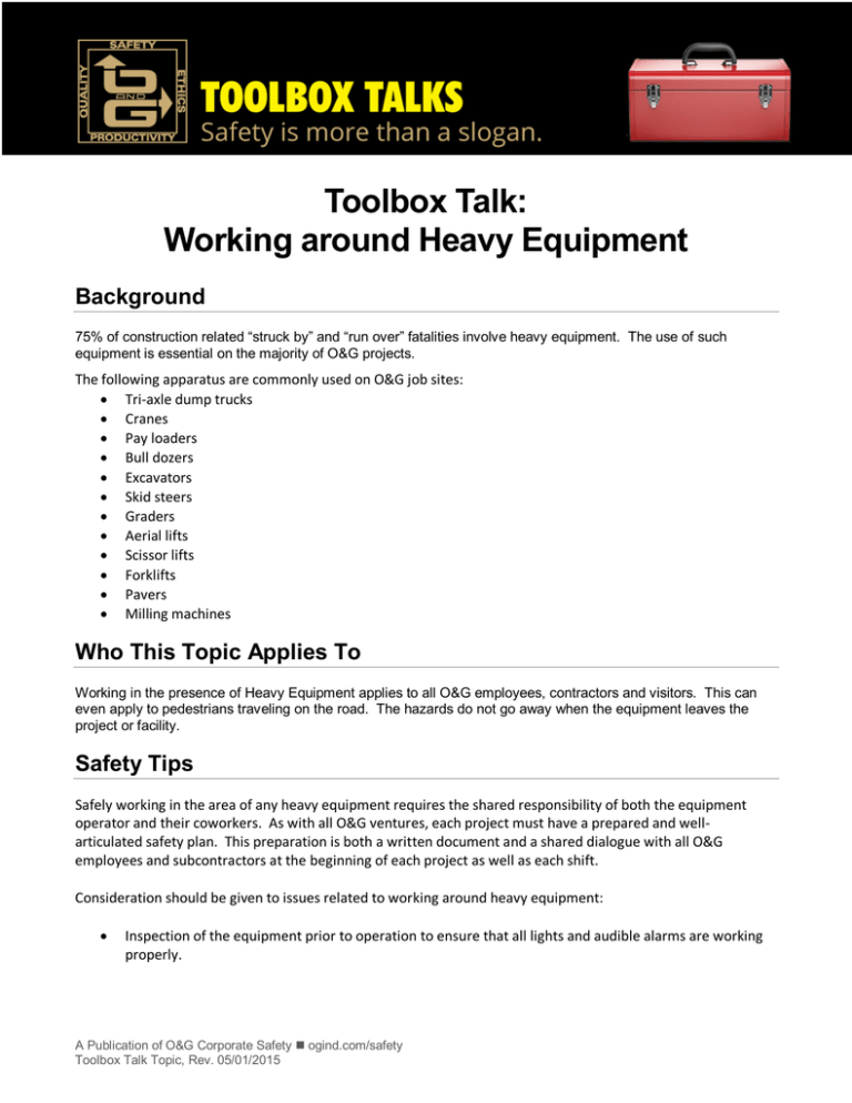 Heavy Equipment Safety: Toolbox Talk for O&G Workers