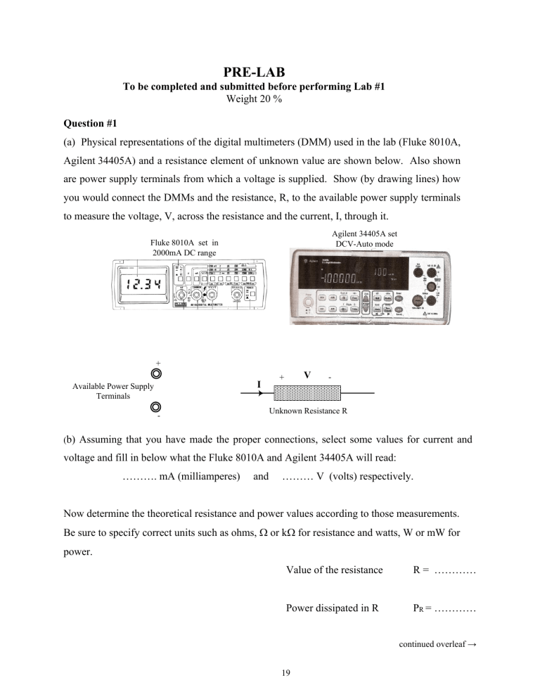 Electronics Lab Pre-Assignment: DMM & Oscilloscope Connections