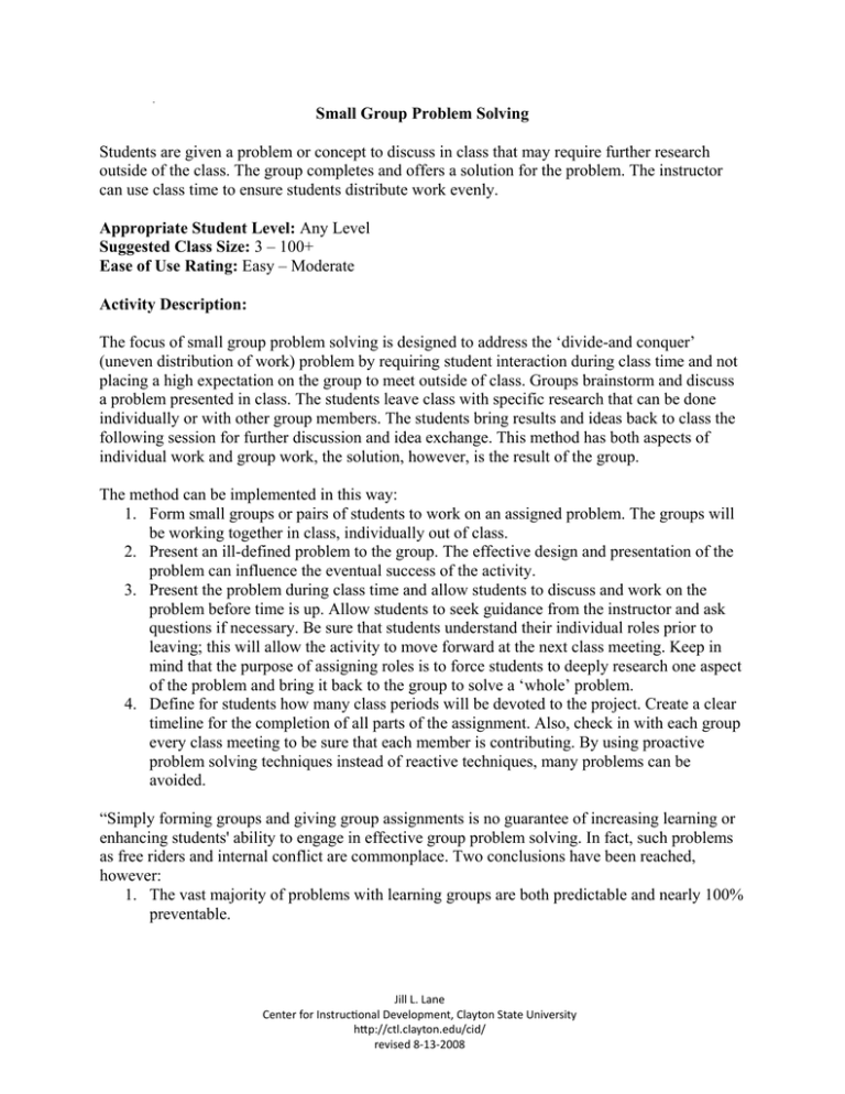 Small Group Problem Solving