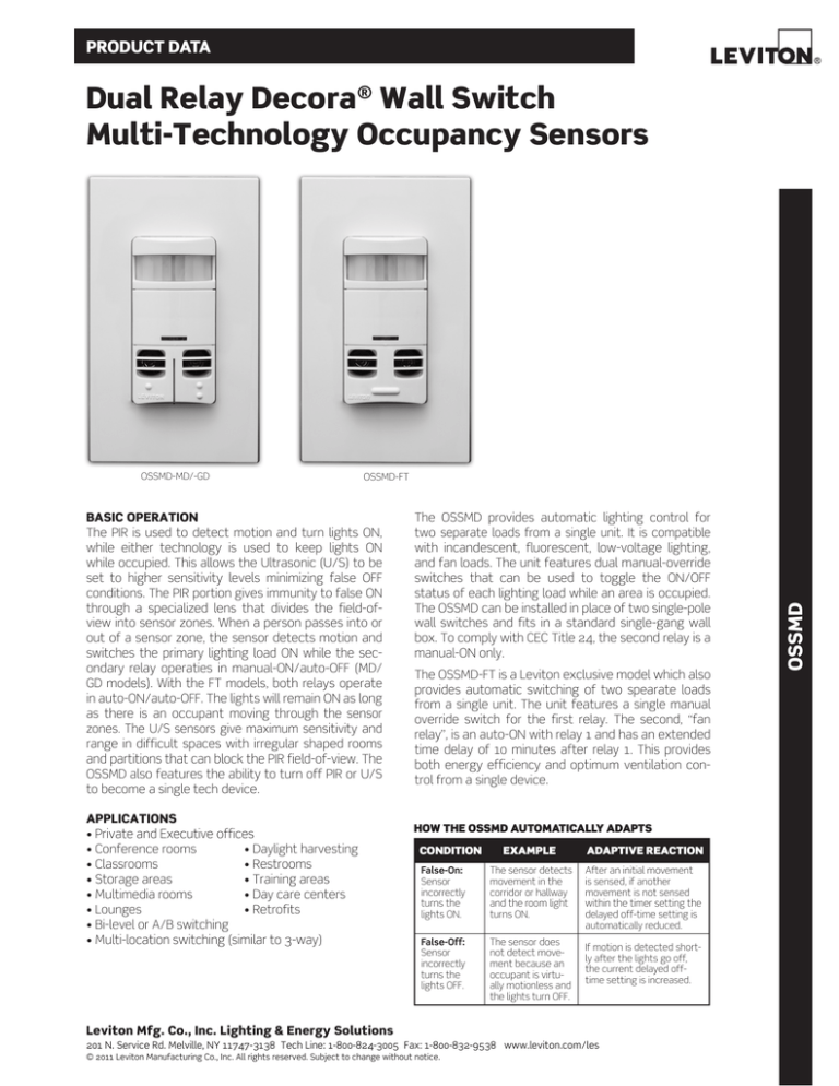 Dual Relay Decora® Wall Switch Multi-Technology