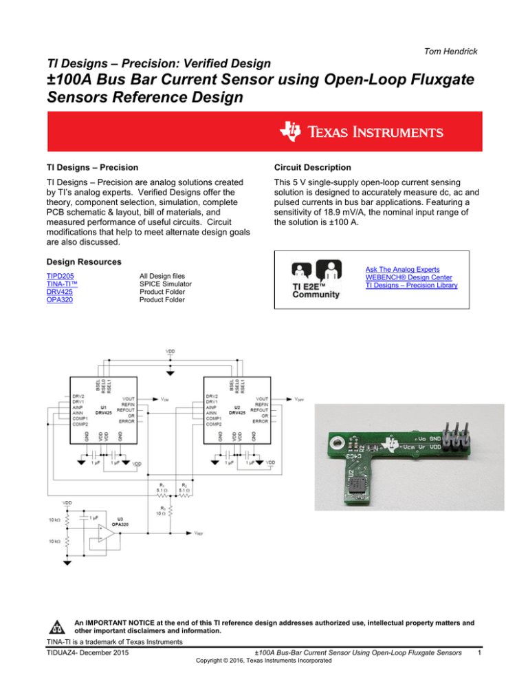 100A Bus-Bar Current Sensor Using Open-Loop
