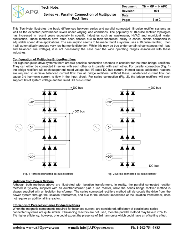 Series vs. Parallel Connection of Multi-pulse Rectifiers