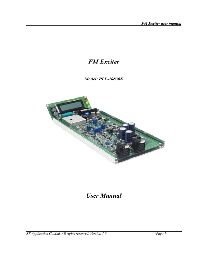 FM Exciter User Manual