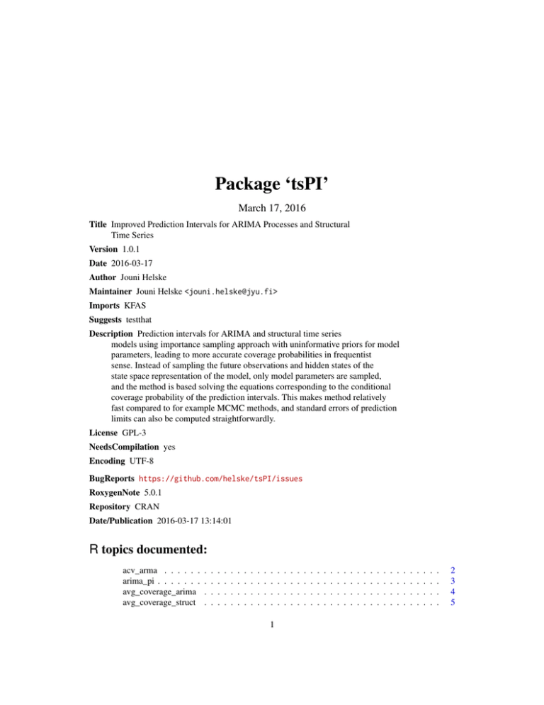 tsPI: Improved ARIMA & Structural Time Series Prediction Intervals