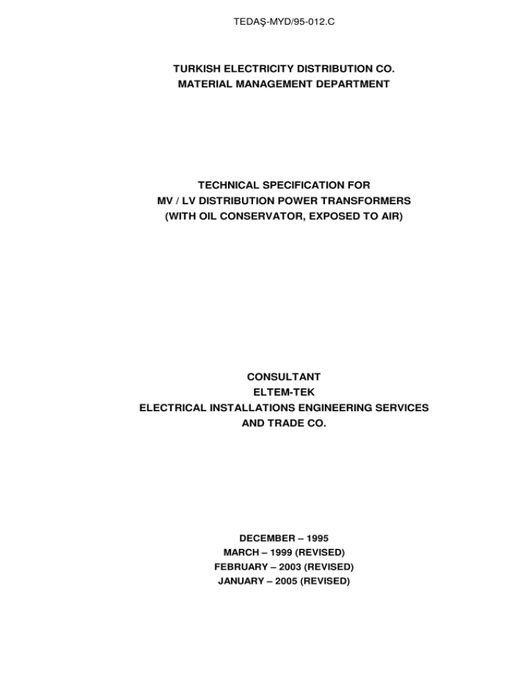 MV/LV Distribution Transformer Technical Specification