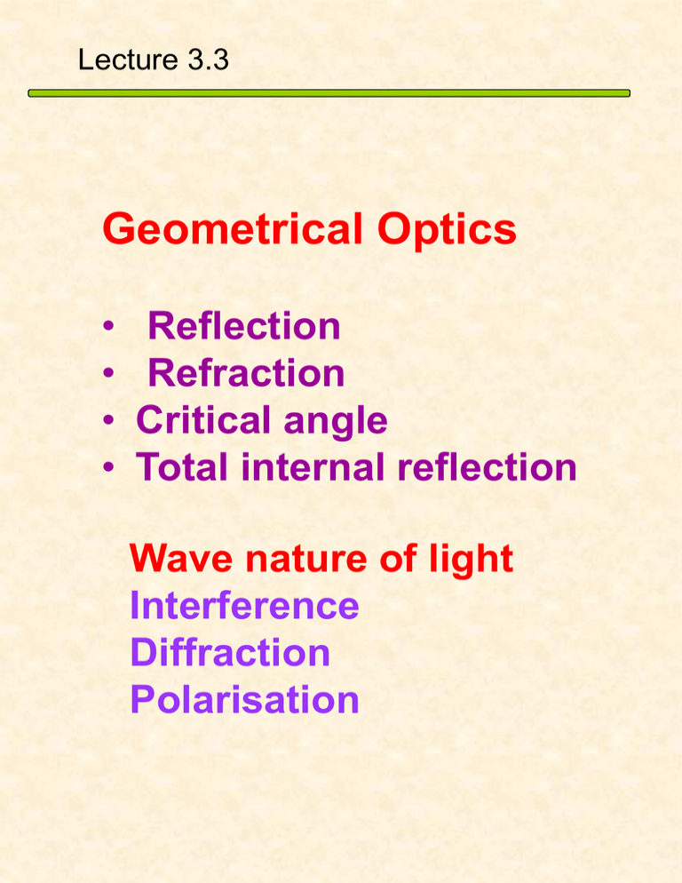 Geometrical Optics: Reflection, Refraction, and Wave Nature
