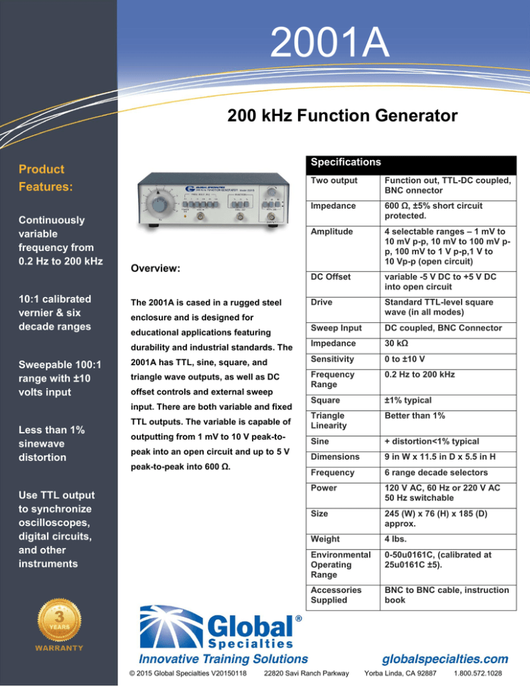 200 kHz Function Generator