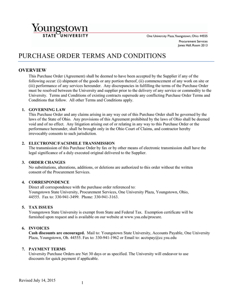 Purchase Order Terms and Conditions