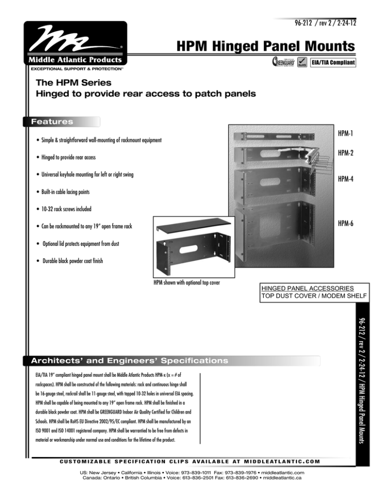 HPM Hinged Panel Mounts