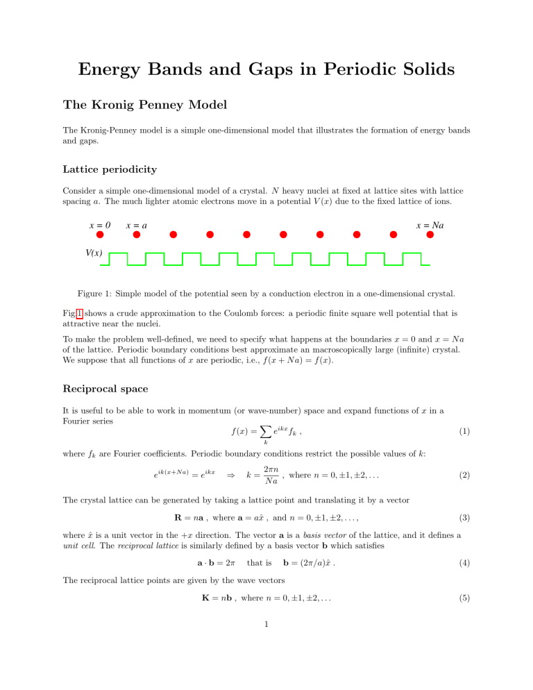 Energy Bands and Gaps: Kronig-Penney Model