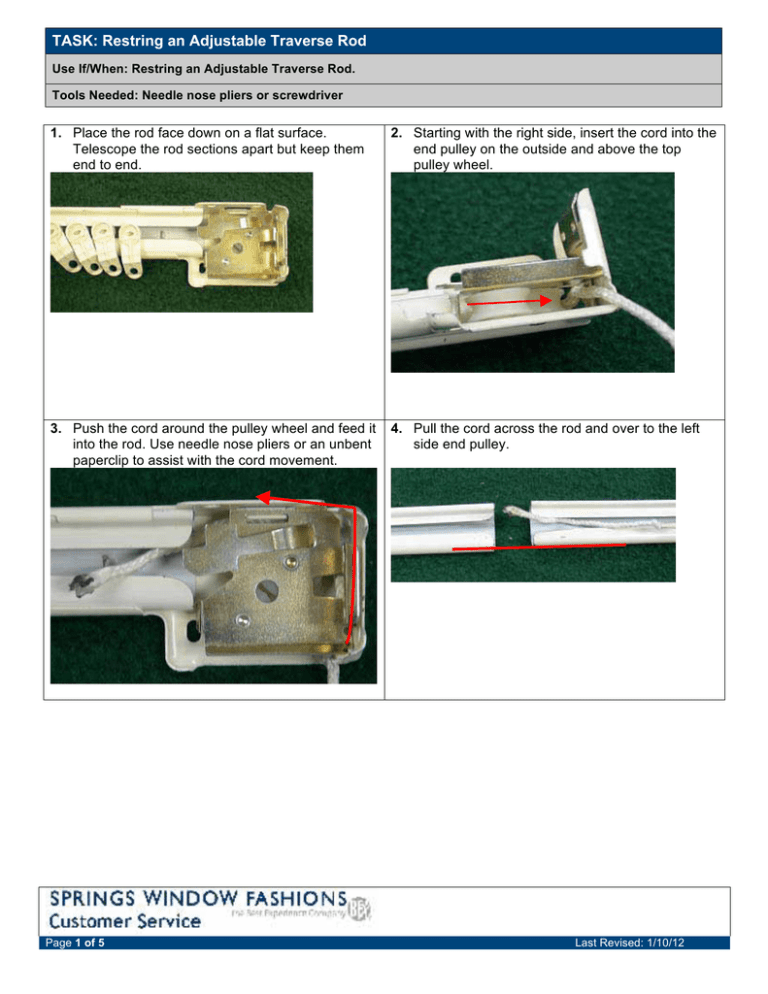 TASK: Restring an Adjustable Traverse Rod