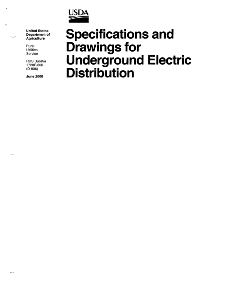 Underground Electric Distribution Specs & Drawings - USDA