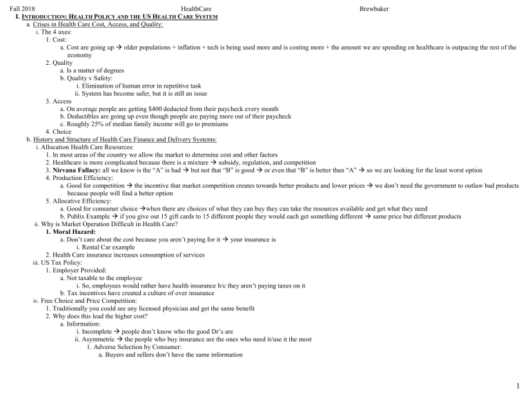 Healthcare Regulation Outline