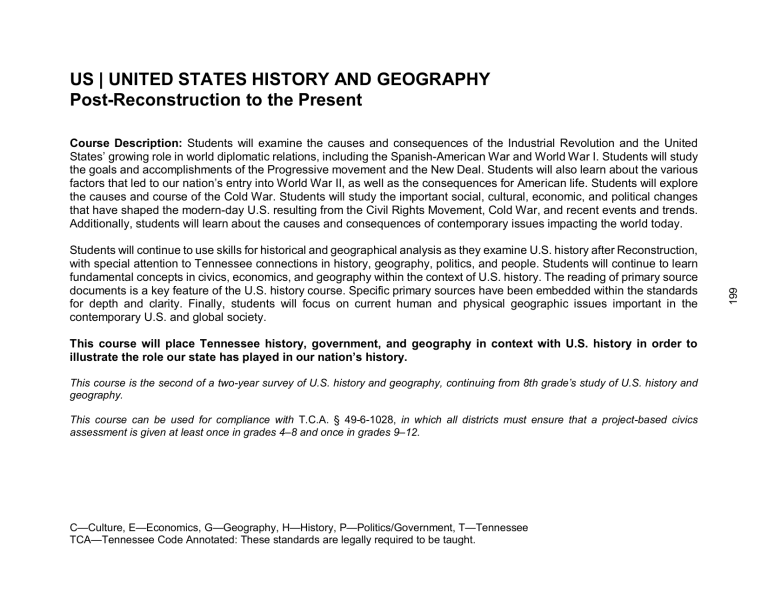 U S History Standards U S History Standards