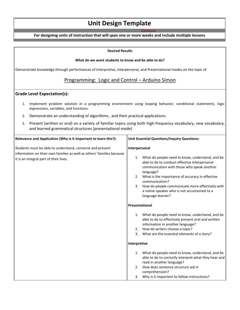Unit Plan - Simon Hack