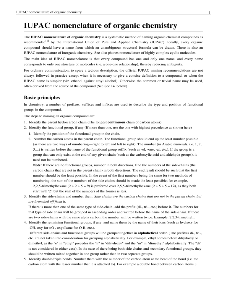 IUPAC Nomenclature of Organic Chemistry