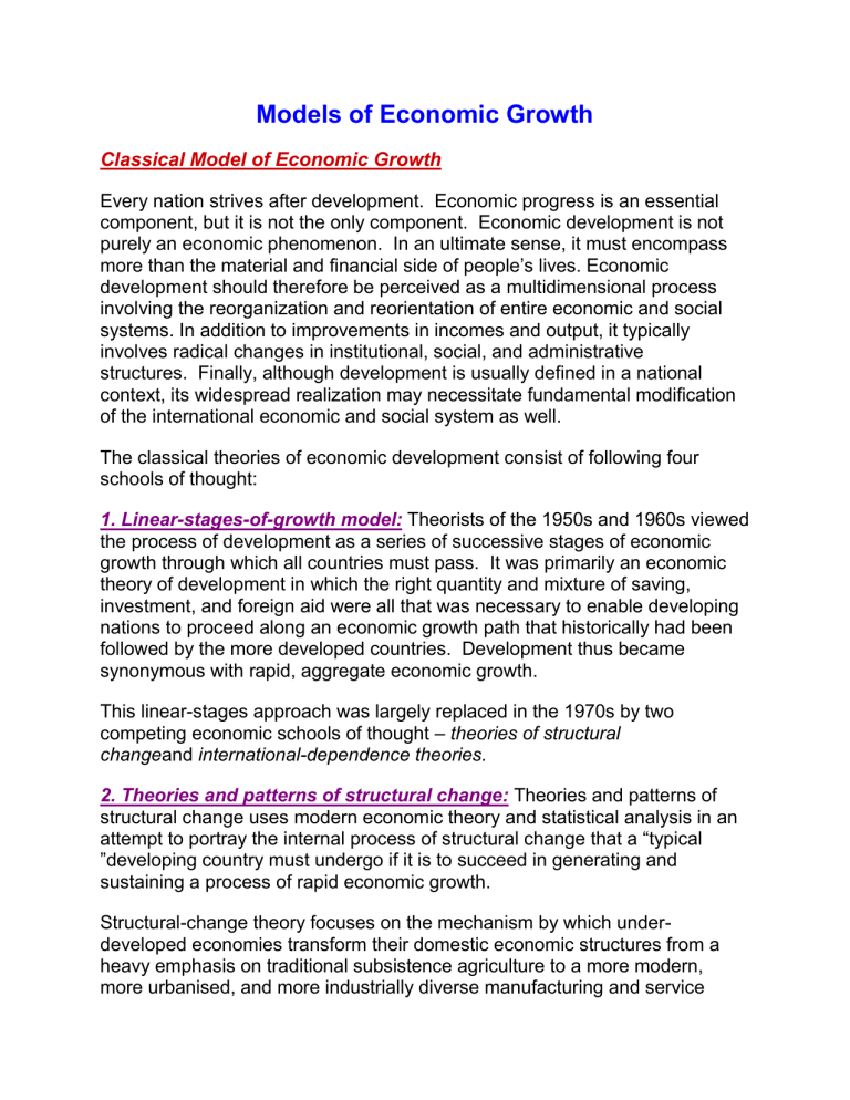 Models of Economic Growth