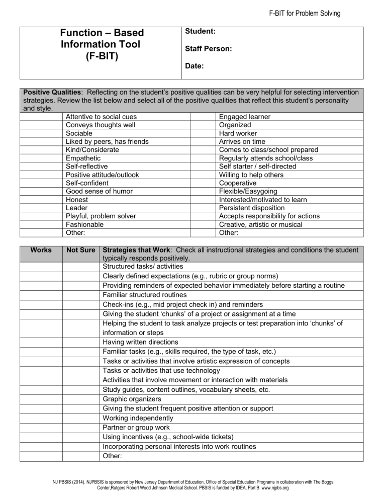 F-BIT FUNCTION BASED INFORMATION TOOL