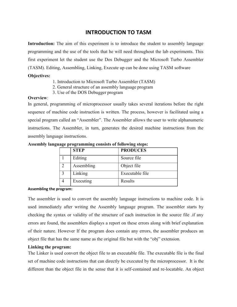 INTRODUCTION TO TASM