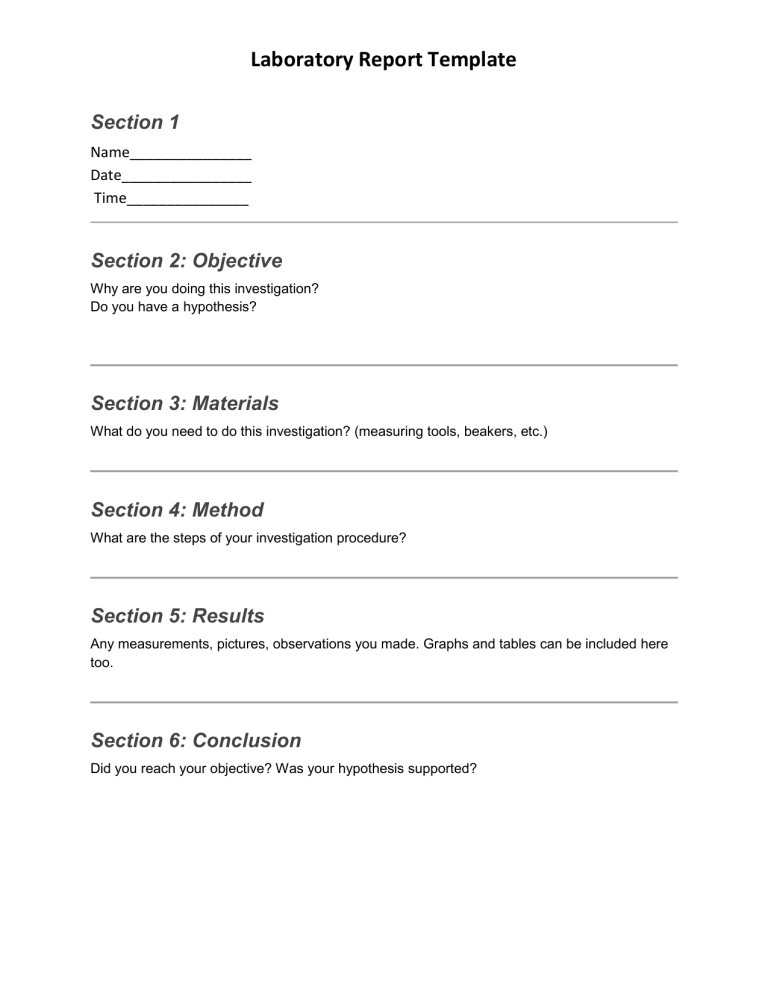 Laboratory Report Template