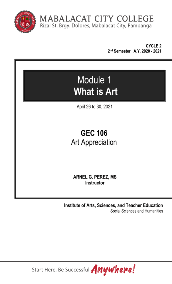 Art Appreciation Module 1: What is Art?