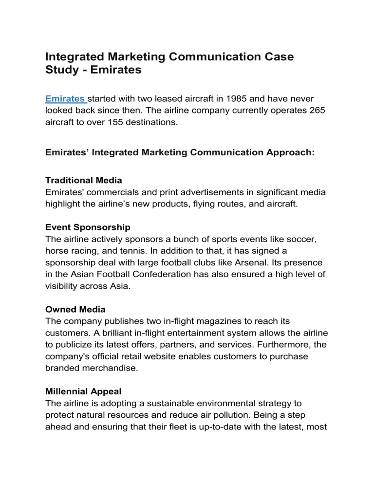 Emirates Integrated Marketing Communication Case Study