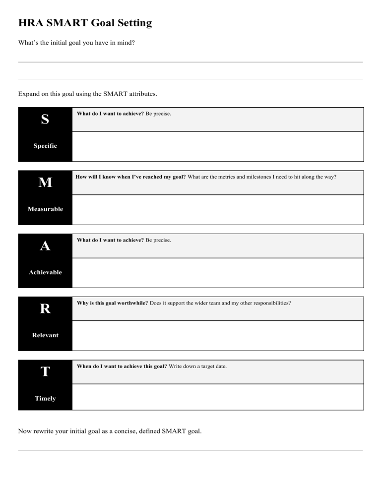 SMART Goal Setting Worksheet
