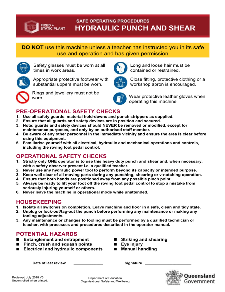 Hydraulic Punch & Shear Safety Procedures | Guide