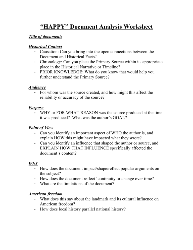 HAPPY document analysis