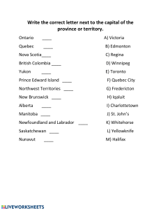 Canada Provinces & Territories Map Quiz