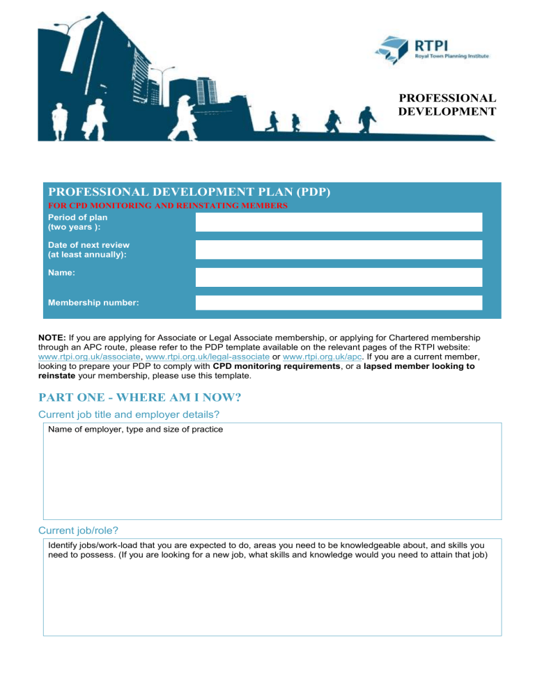 RTPI Professional Development Plan (PDP) Template