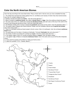 North American biomes coloring sheet