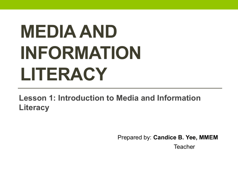 Media & Information Literacy Introduction