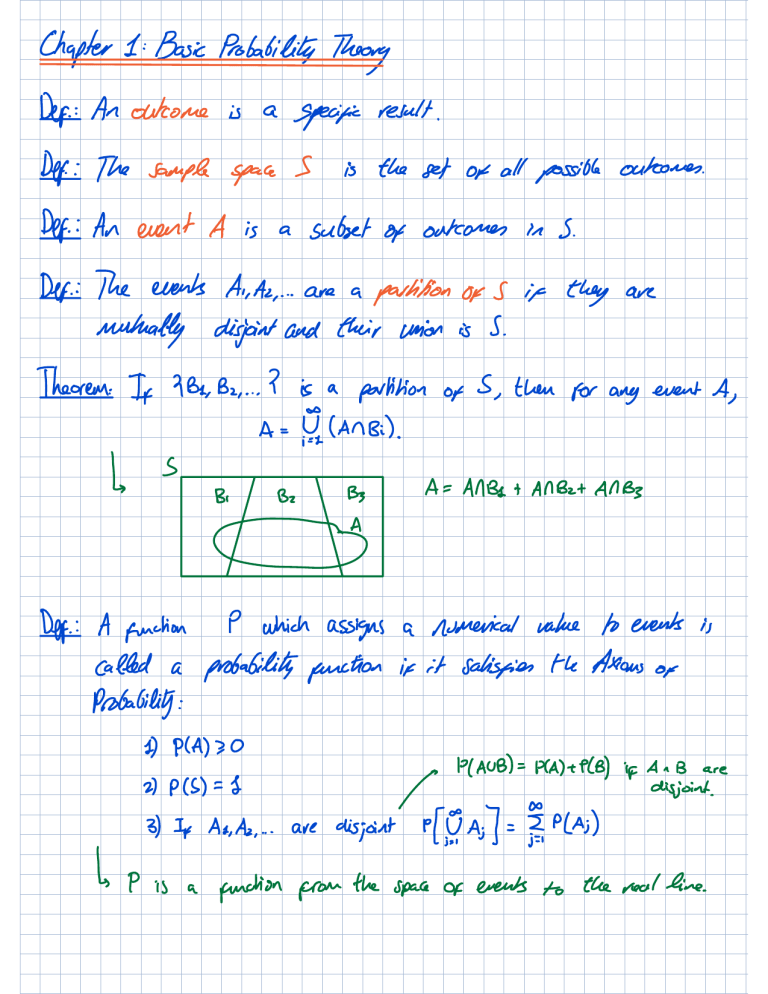 Basic Probability Theory Lecture Notes