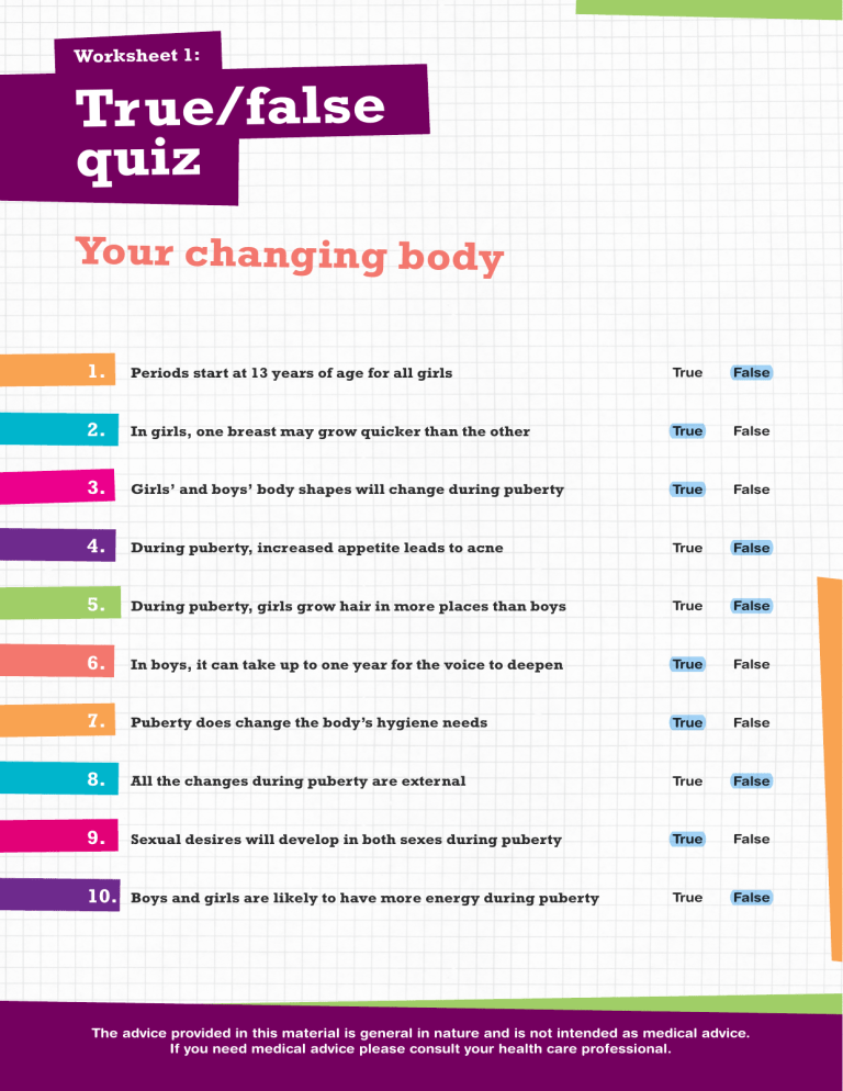 Puberty Quiz: True or False - Your Changing Body
