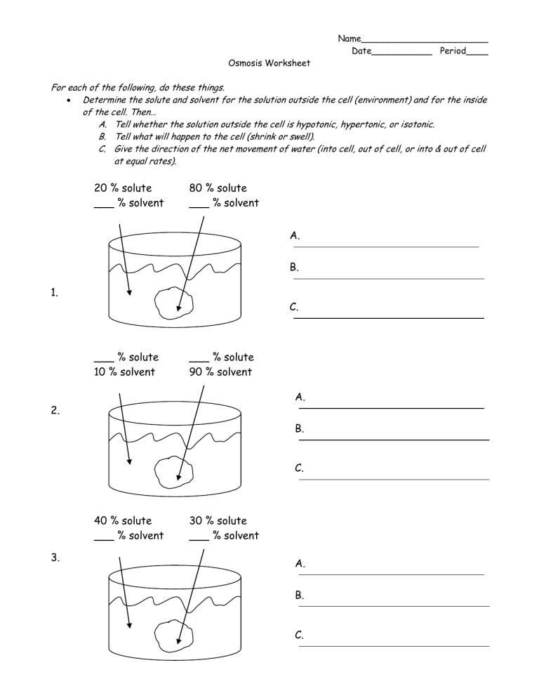 Osmosis Worksheet