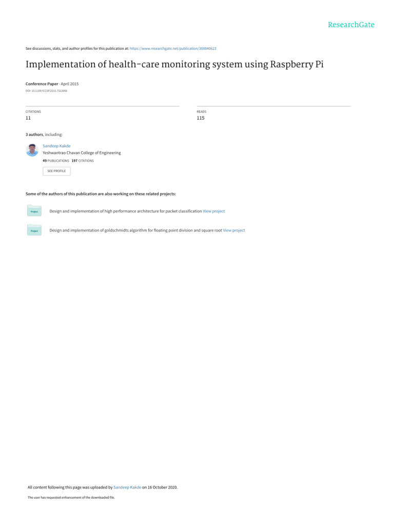 Health Monitoring System using Raspberry Pi