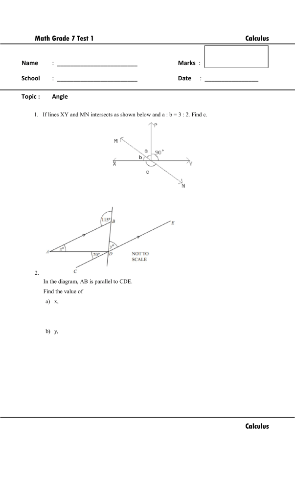 Math Angle grade 7