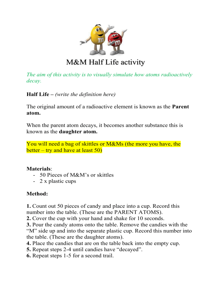 Year9 Half life activity