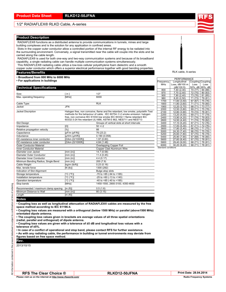 RLKD12-50JFNA RADIAFLEX® Cable Data Sheet