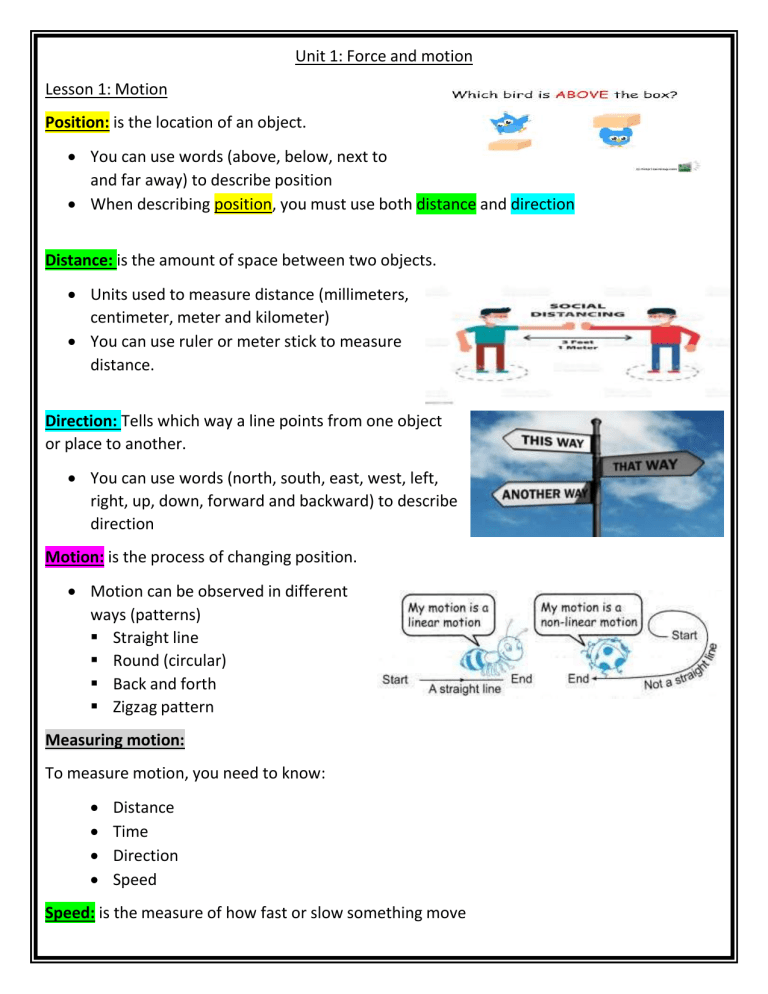summary force and motion