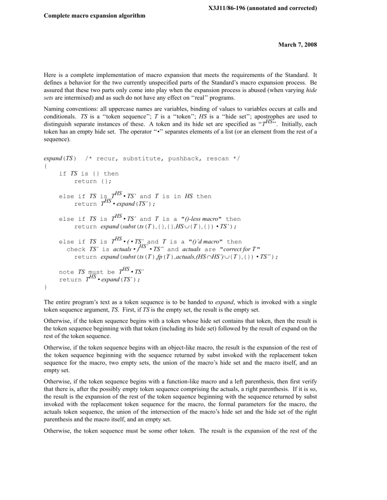 Macro Expansion Algorithm: Complete Implementation