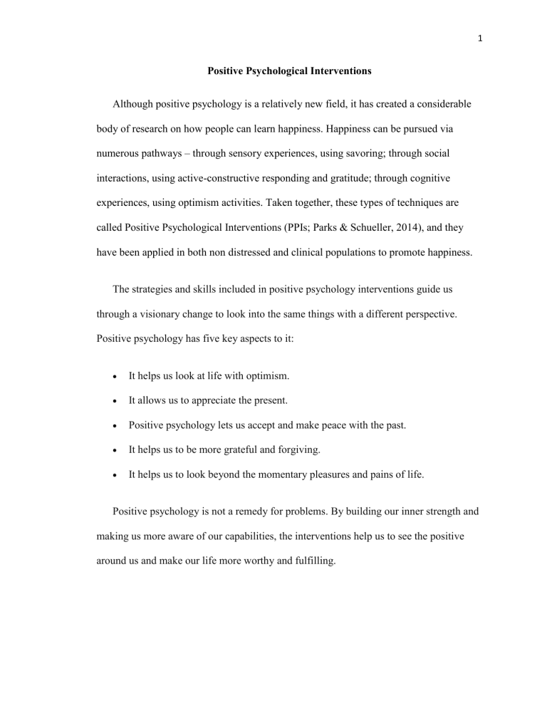 Positive Psychological Interventions: A Scientific Overview