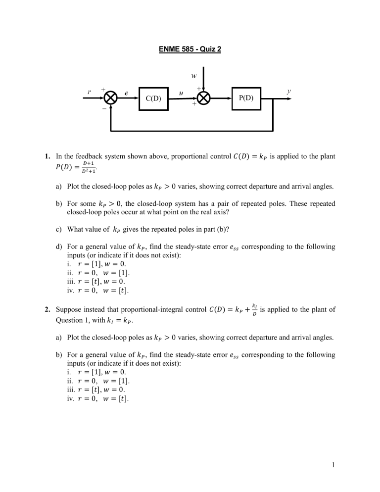 Control Systems - Practice Quiz