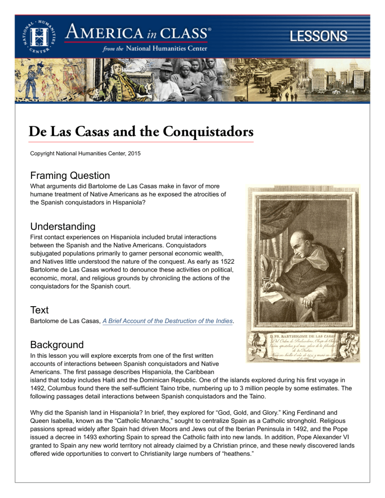 De Las Casas & Conquistadors: Lesson Plan