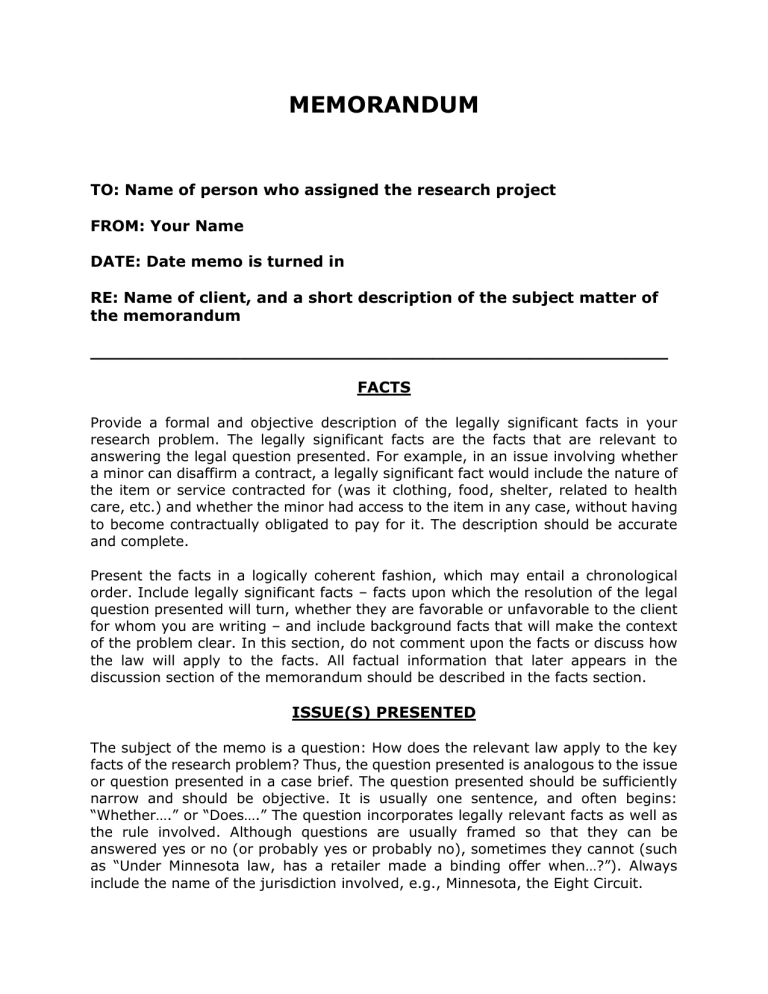 Legal Memorandum Template