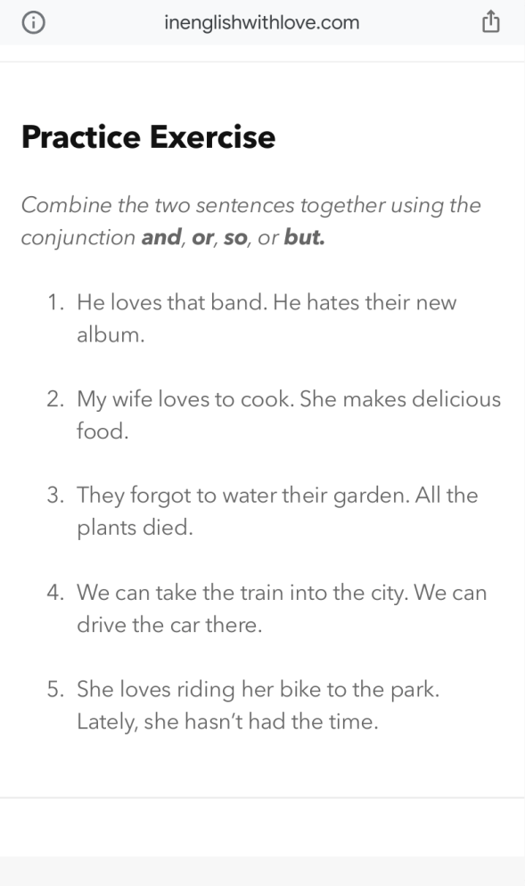 Sentence Combining Practice