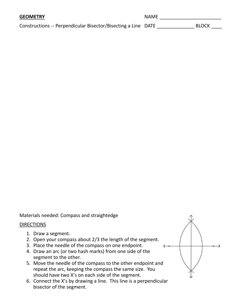 Perpendicular Bisector Construction Worksheet